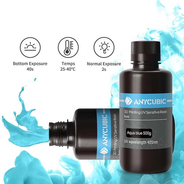 Купить фотополимер Anycubic Basic для 3d принтера голубой 0.5кг